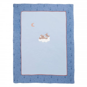 Nattou Couverture Bébé Jim et Bob - 75x100 cm - Bleu Clair | P'tit Colis